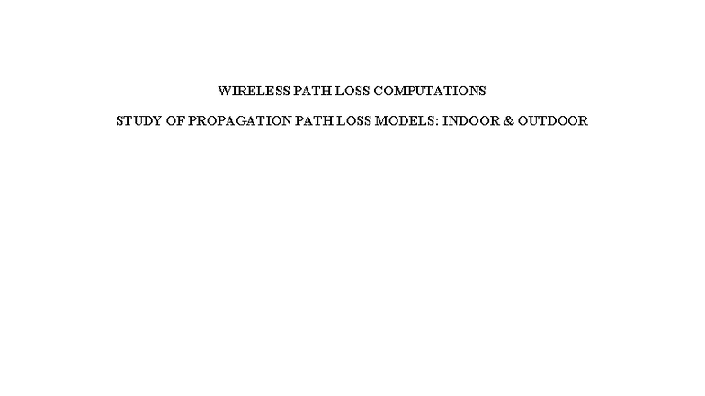 Wireless Path Loss Computations: FSPL Model Study (Experiment 2.a ...
