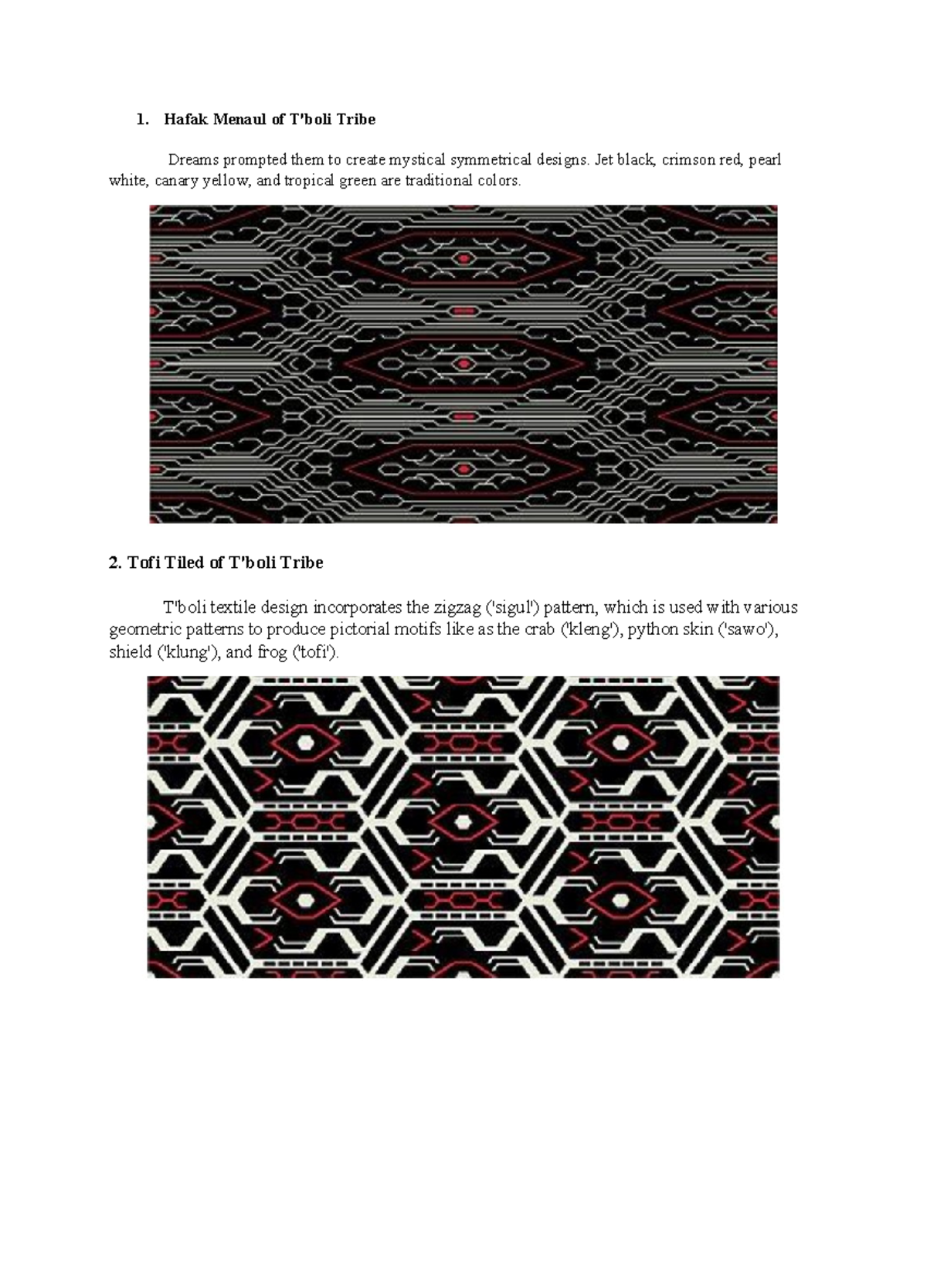 MMW QUIZ: Mystical Designs and Patterns in Tribal Textiles - Studocu