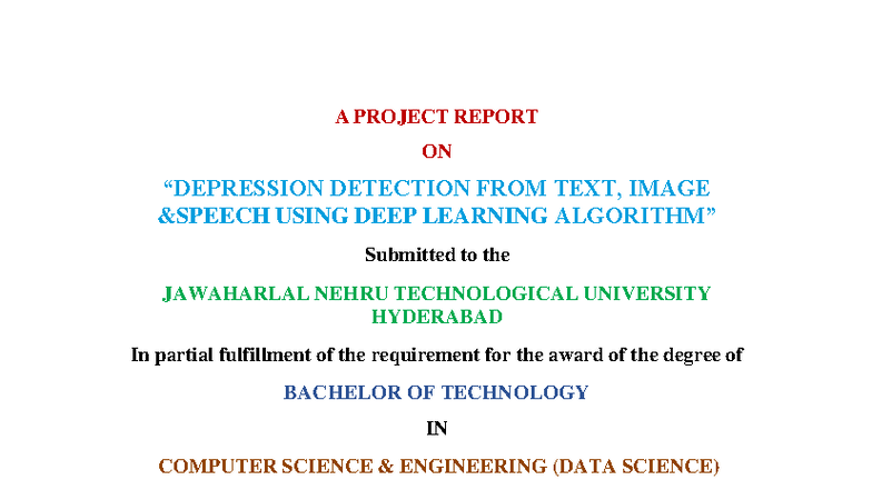 Deep Learning Project Report: Depression Detection from Text & Speech ...