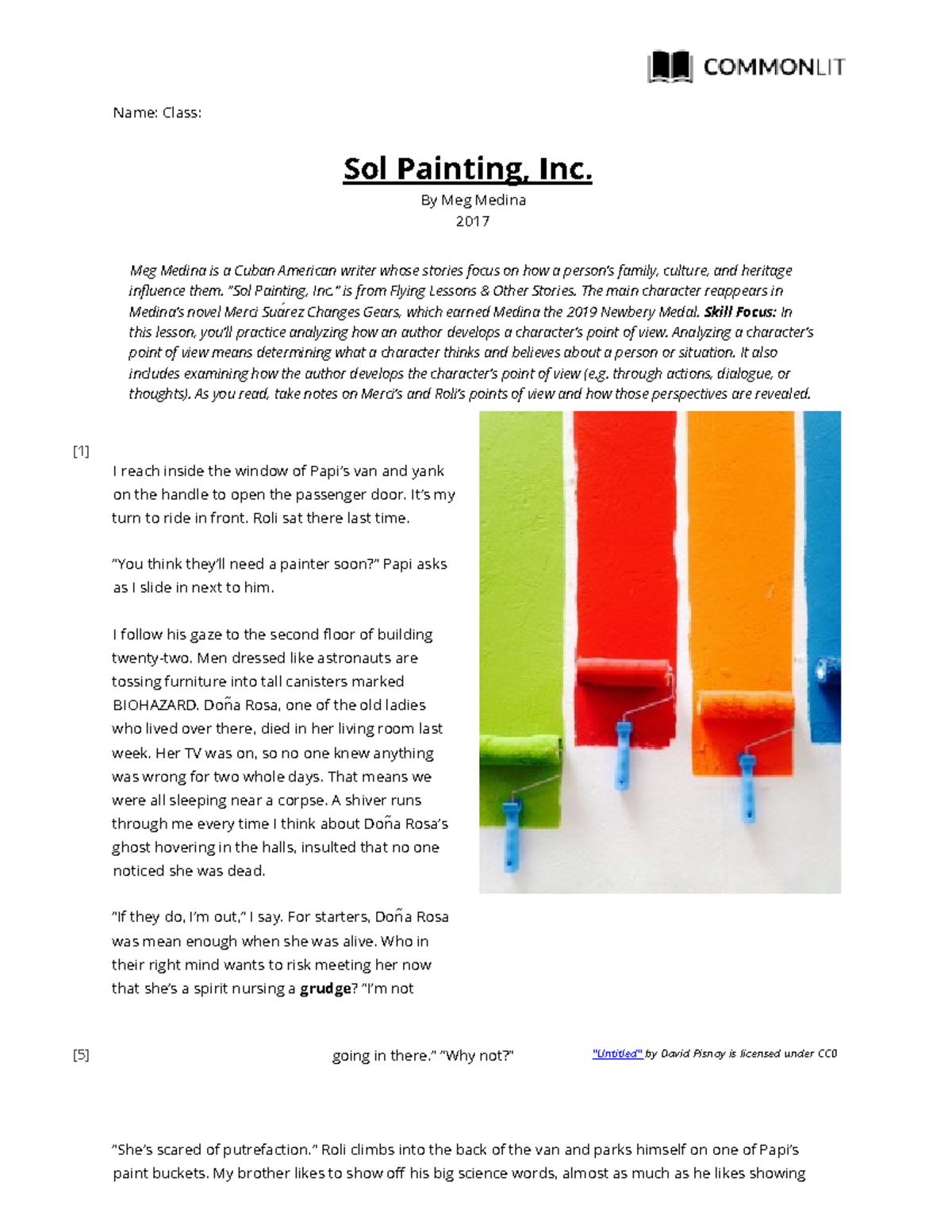 Sol Painting, Inc. - Analyzing Character POV in Medina's Stories - Studocu