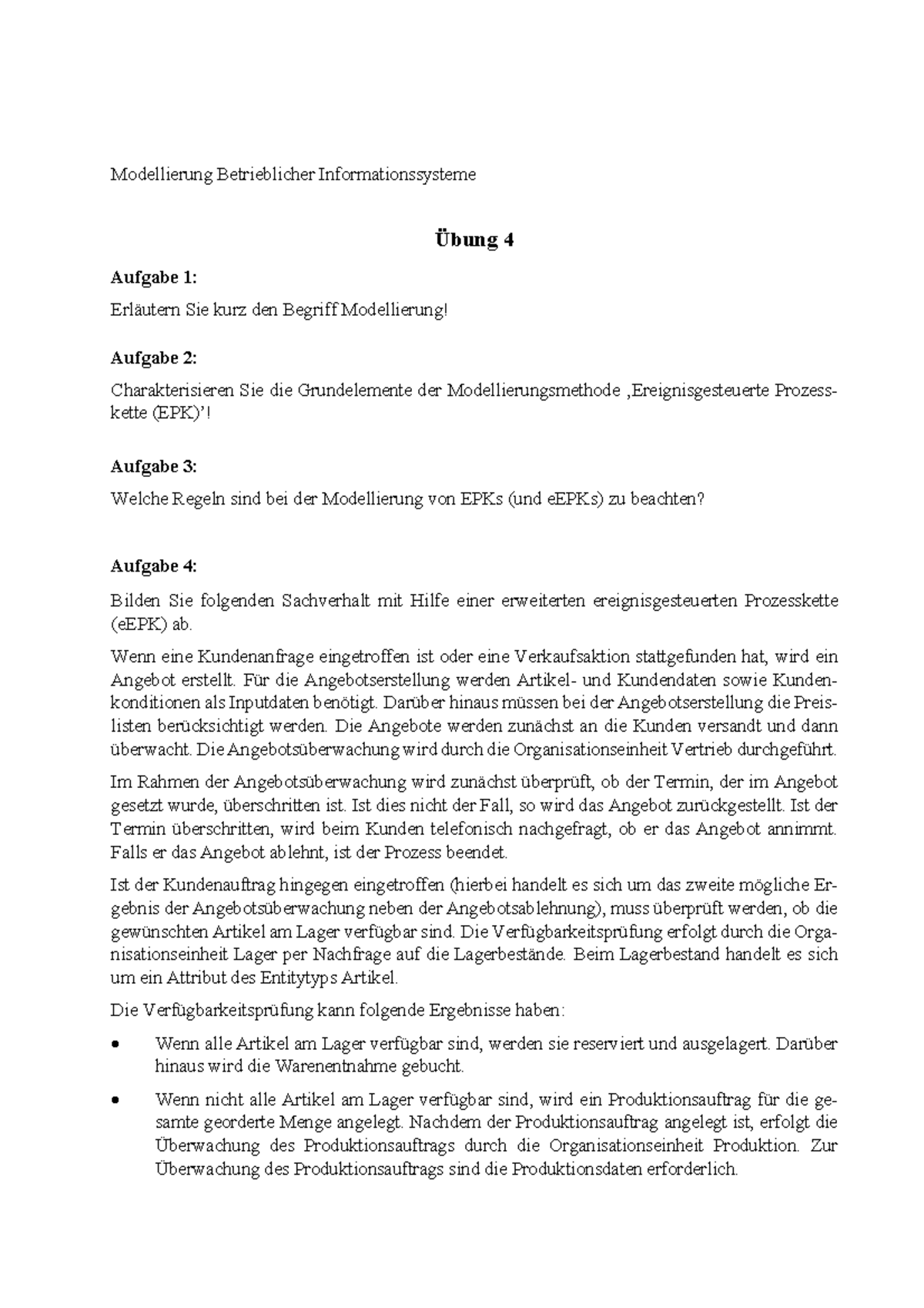 Mb IS Ubung 4 - Klausur Relevant - Prof. Dr. Ruth Bartels Studiengang ...