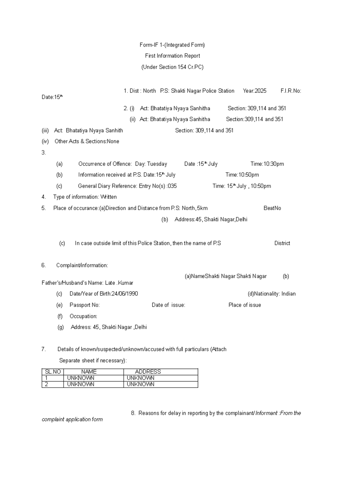 FIR Assignment - First Information Report (Section 154 Cr.PC) - Studocu