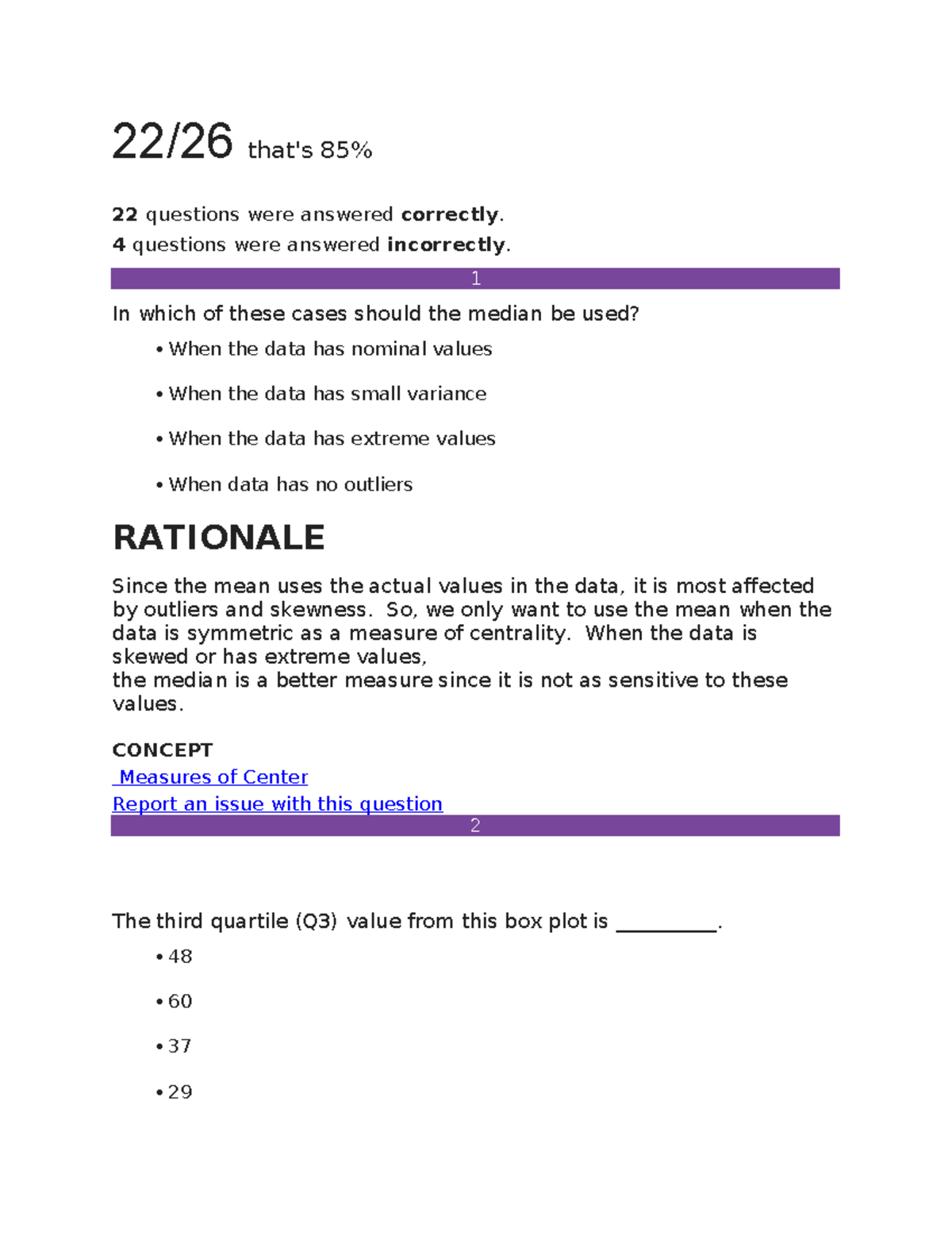 Statistics Unit 2 Exam Review: Measures of Center & Distribution - Studocu