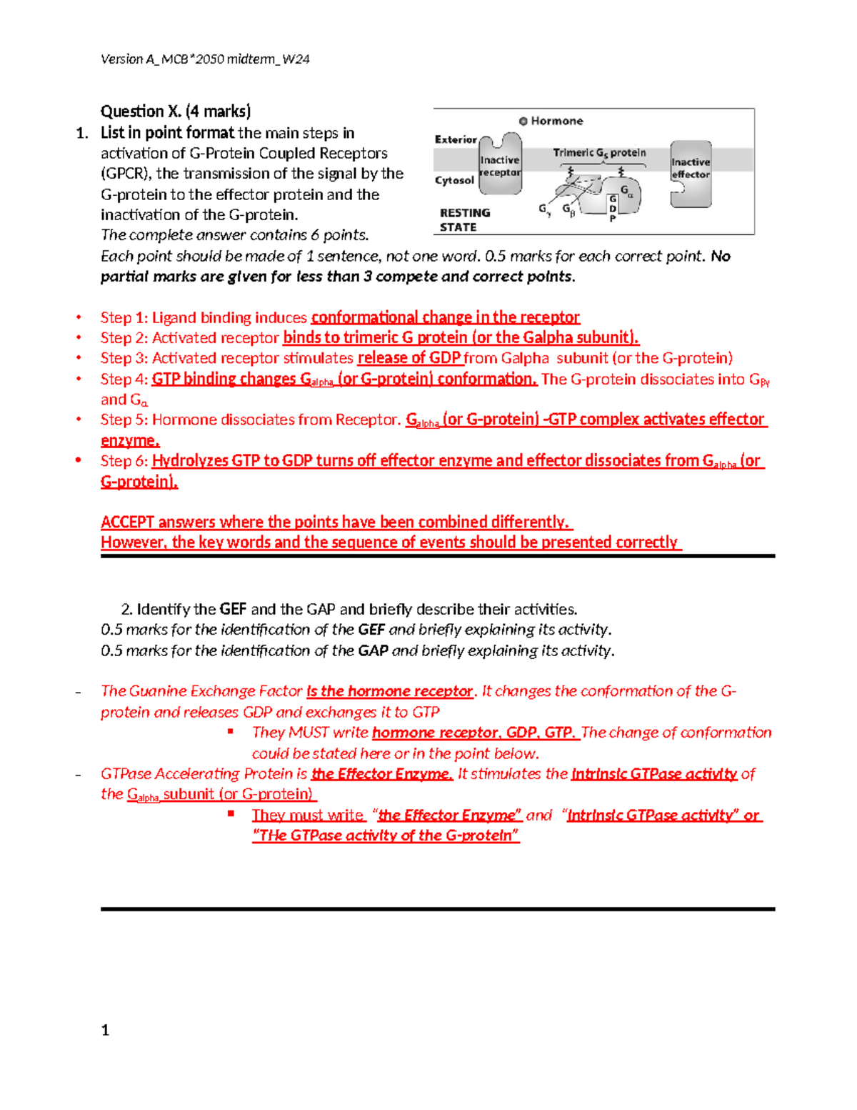 MCB2050 Midterm Sample SA Questions & Answers Version A - Studocu