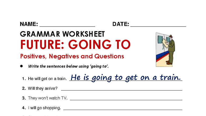 Atg-Worksheet: Future Tense - Going To (Positives, Negatives, Questions ...