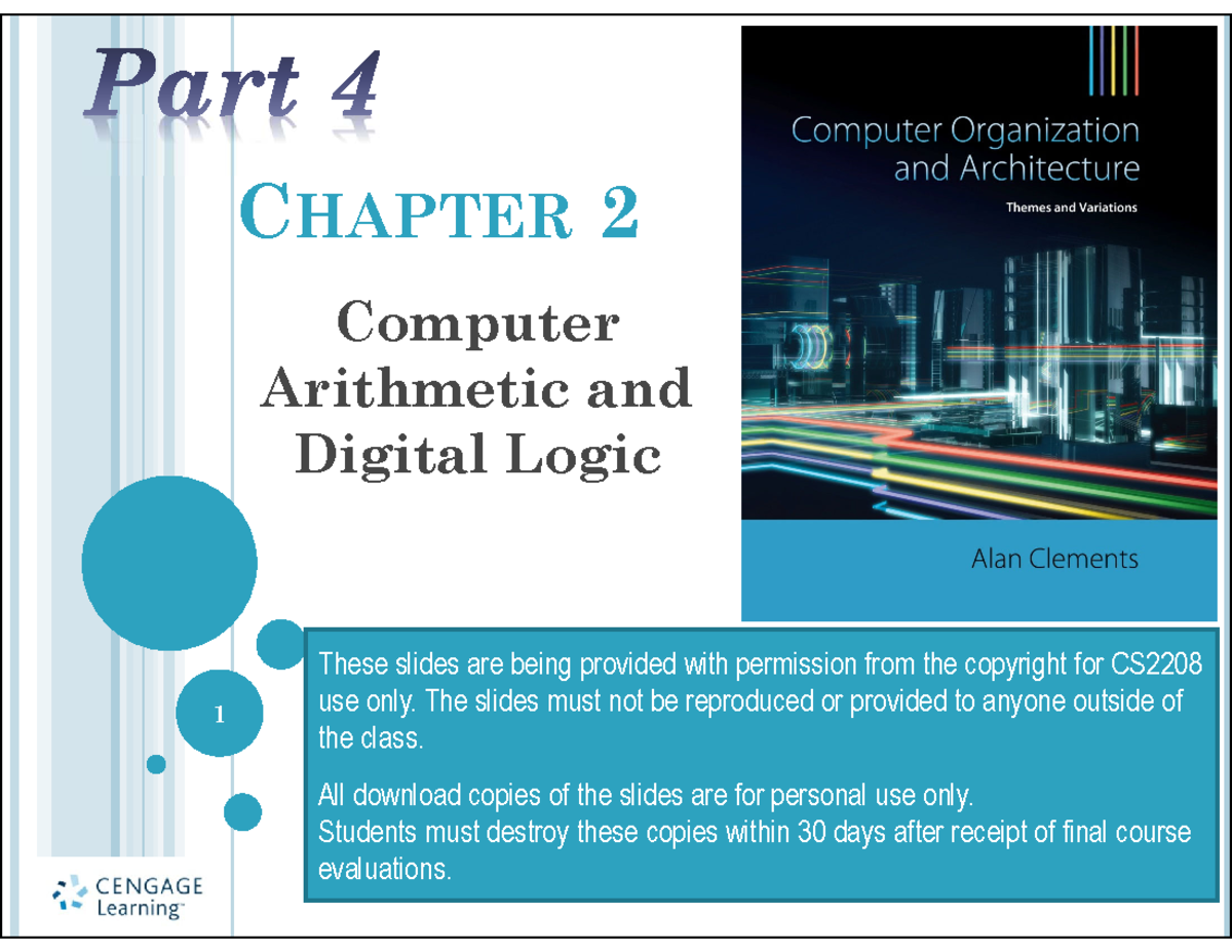 COA CS2208 Chapter 2: Computer Arithmetic & Digital Logic - Studocu