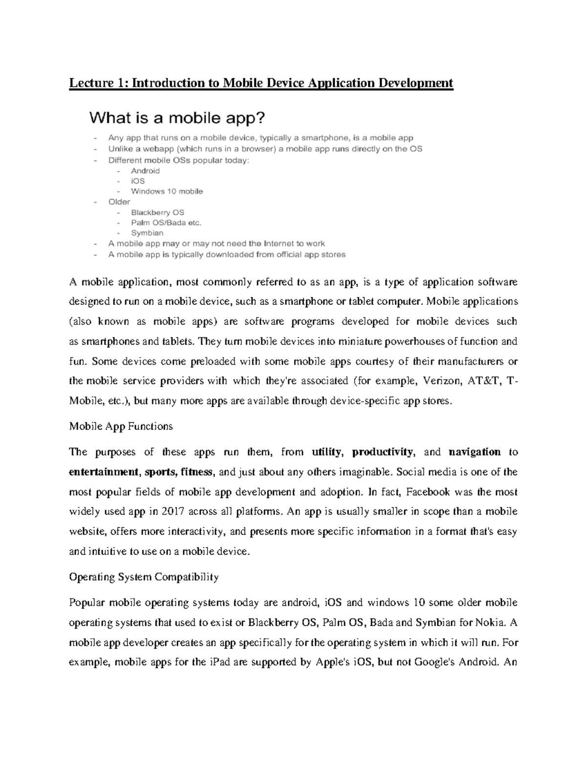 Lecture 1 Introduction to Mobile App Devpt - Lecture 1: Introduction to ...