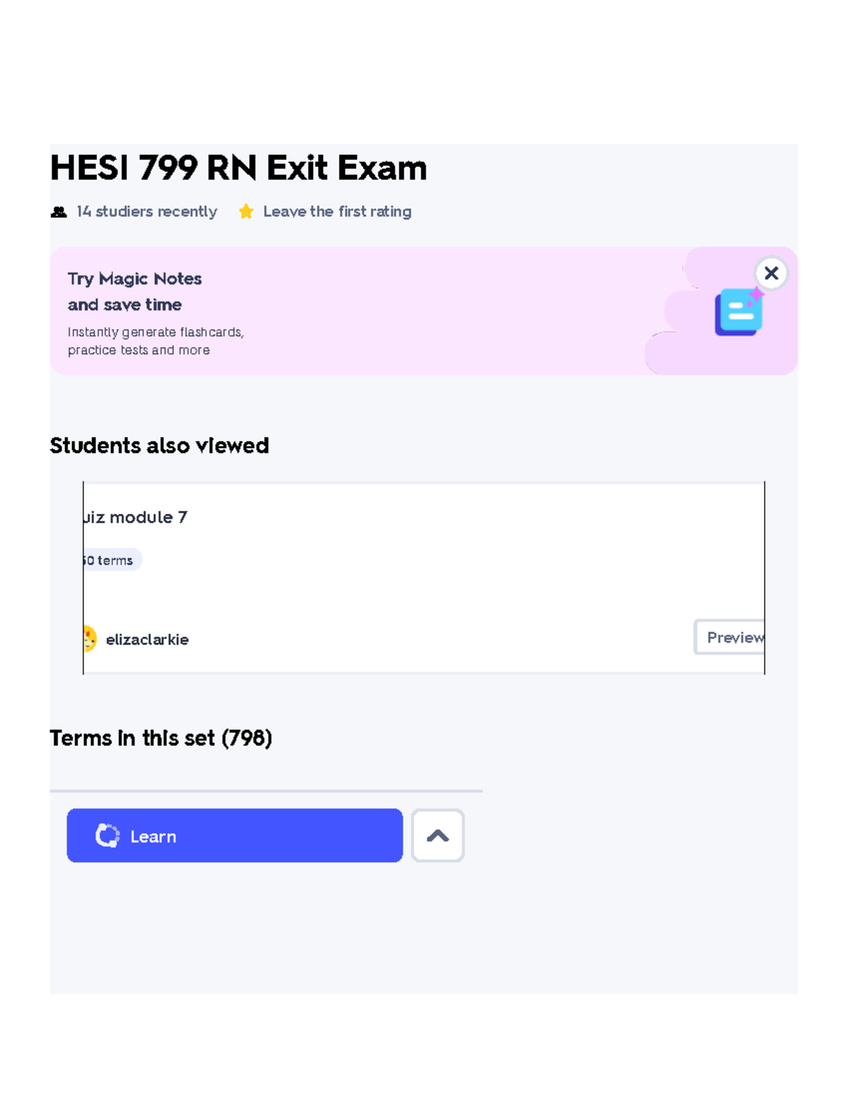 HESI 799 RN Exit Exam Flashcards for Effective Study Preparation - Studocu