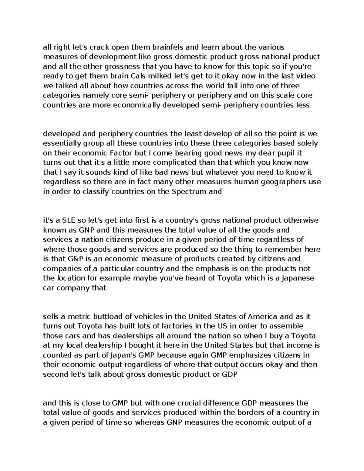 AP Human Geography: Measures of Economic Development and Inequality ...