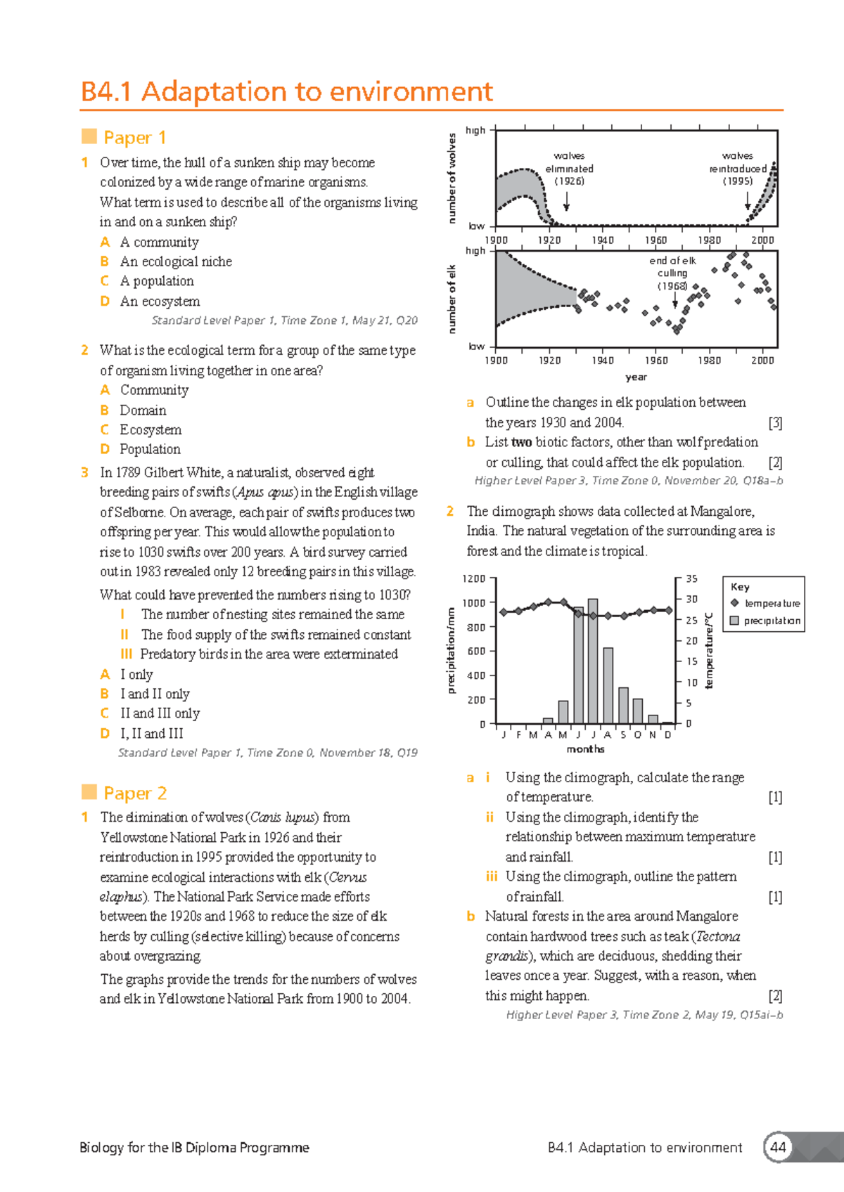 B4.1 Adaptations to the environment WS - Biology for the IB Diploma ...