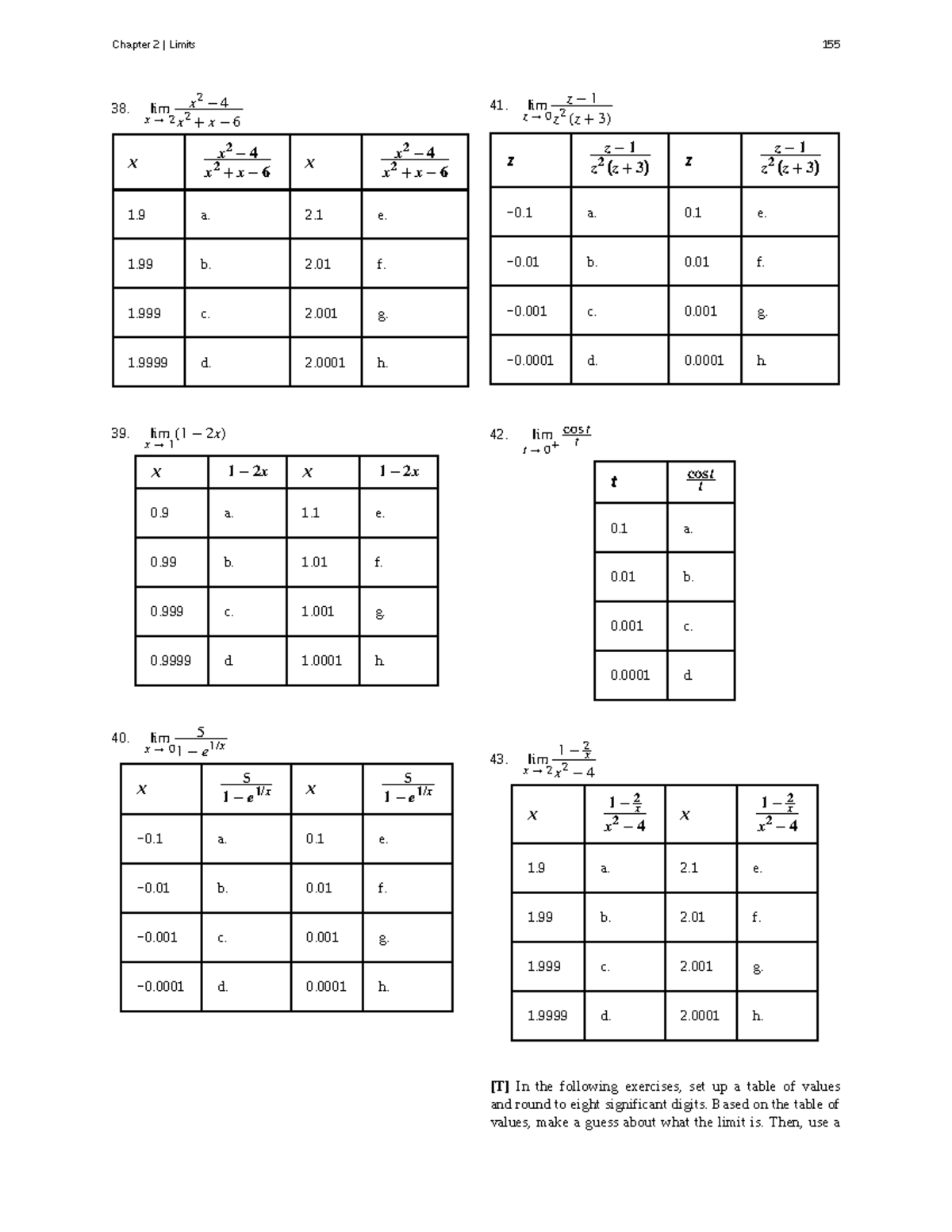 Calculus Volume 1 - Chapter 2: Limits and Exercises - Studocu
