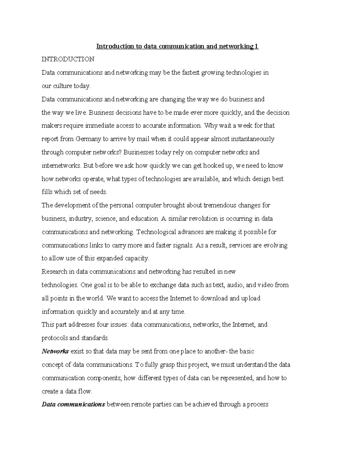 Fundamentals of Data Communication - Introduction to data communication ...