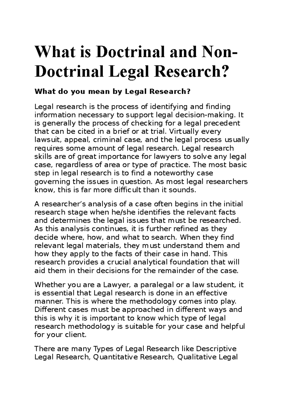 What is Doctrinal and Non - What is Doctrinal and Non- Doctrinal Legal ...