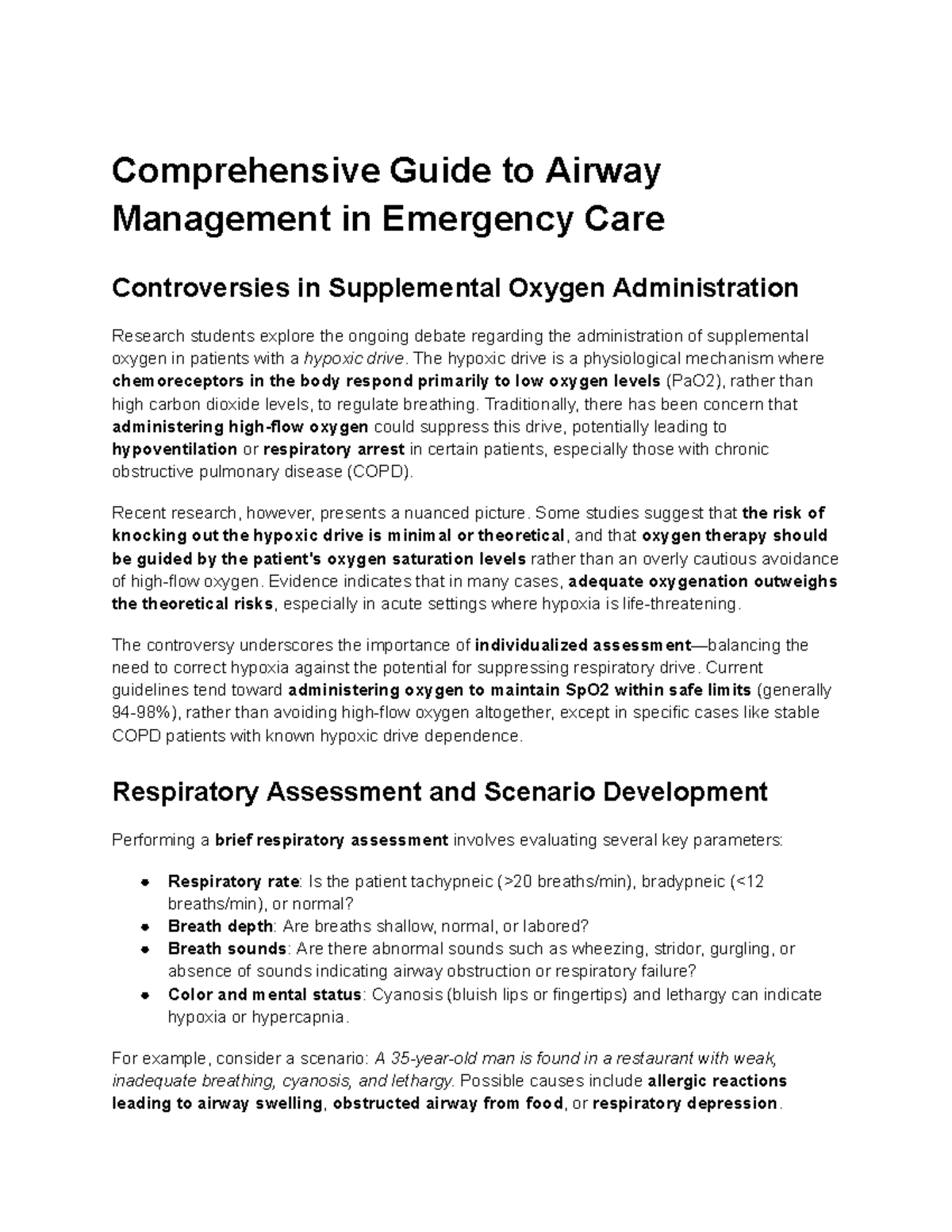 Comprehensive Guide to Airway Management in Emergency Care: Oxygen ...
