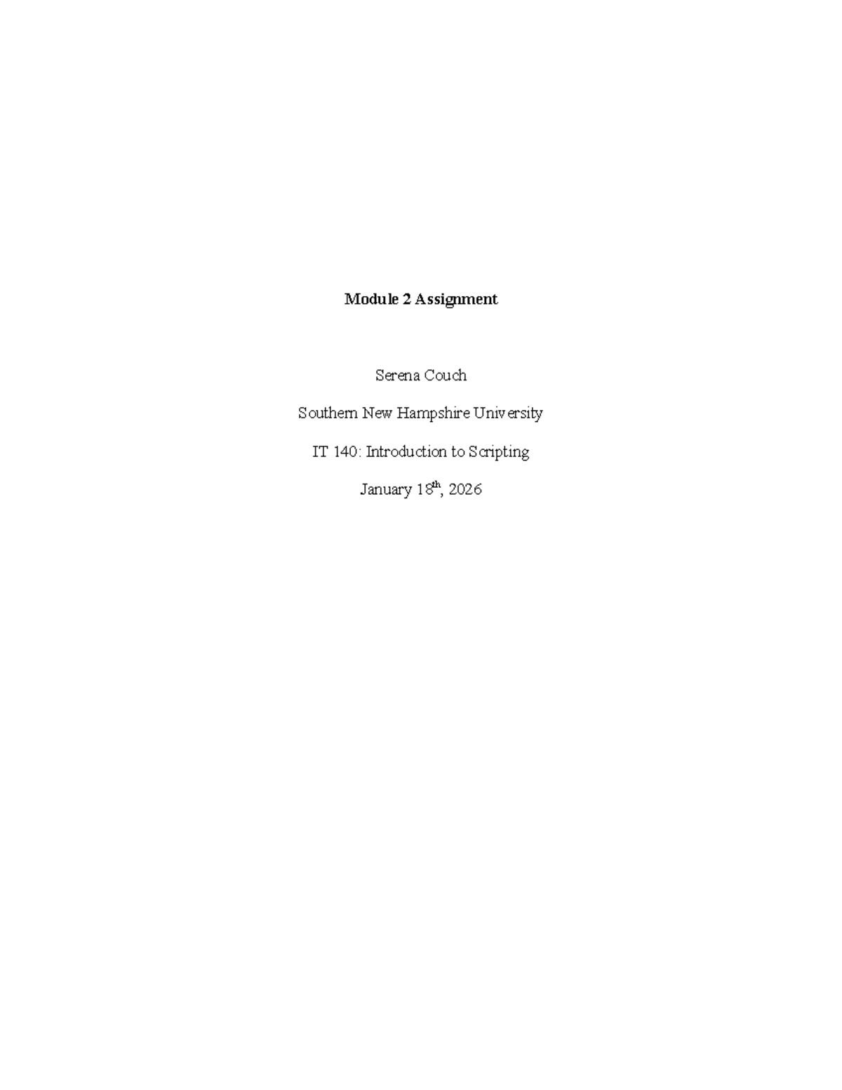 IT 140: Module 2 Assignment - Introduction to Scripting - Studocu