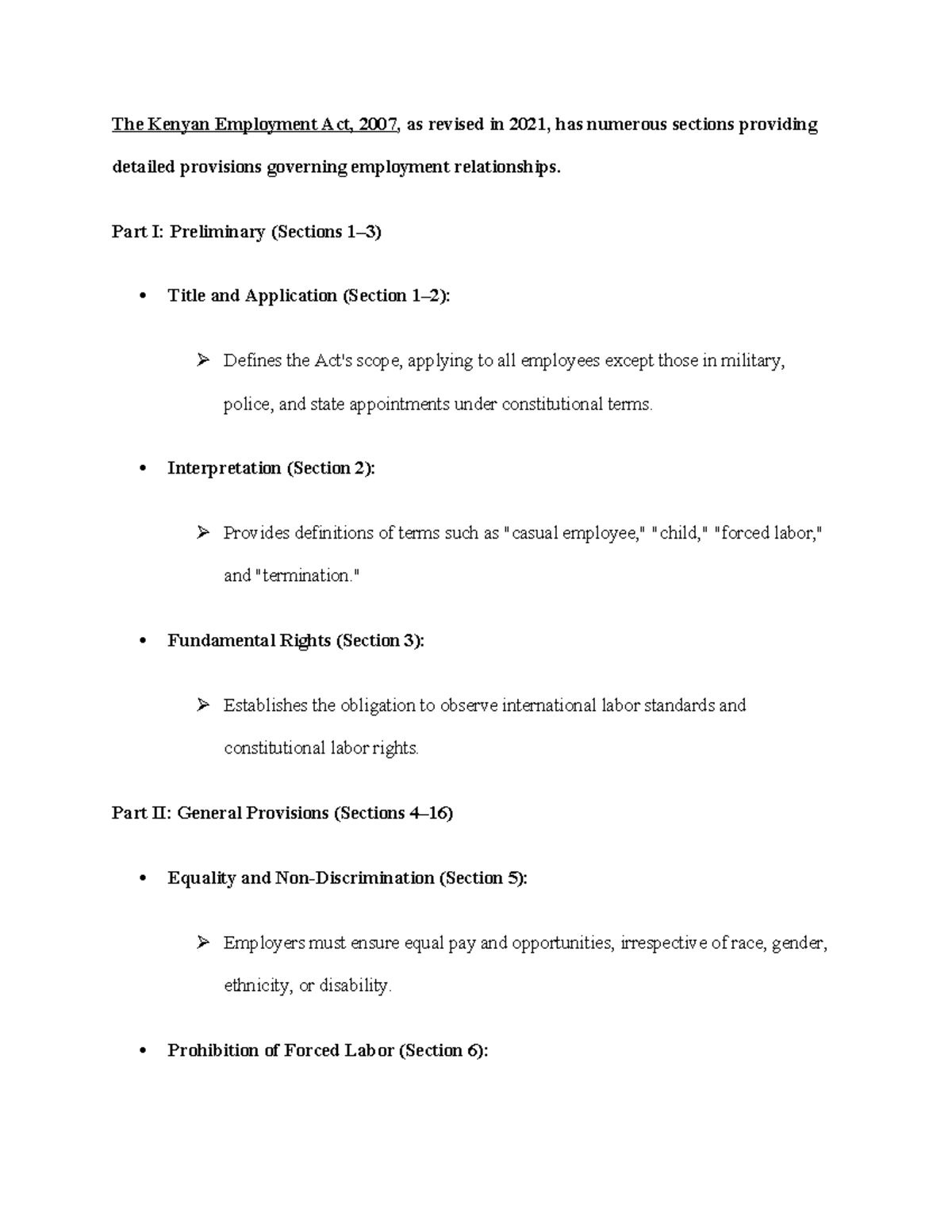 Kenyan Employment Act 2007: Key Provisions & Employee Rights Overview ...