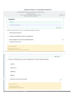 Examen Unidad 3 y 4 Revisión educacion ambiental - Área personal- Mis ...