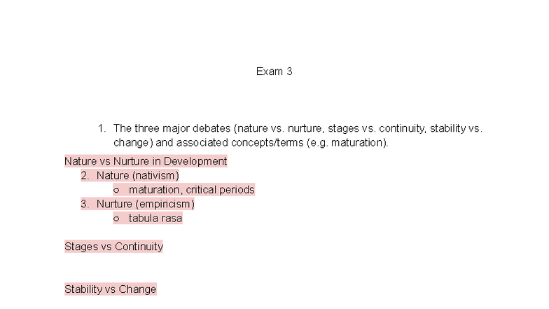 PSYCH 101: Exam 3 Study Points on Developmental Psychology - Studocu