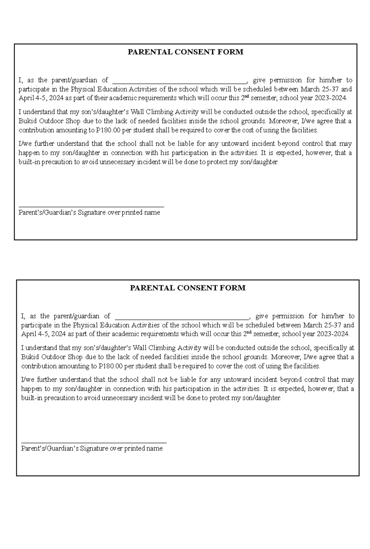 Parental-consent - PARENTAL CONSENT FORM I, as the parent/guardian of ...