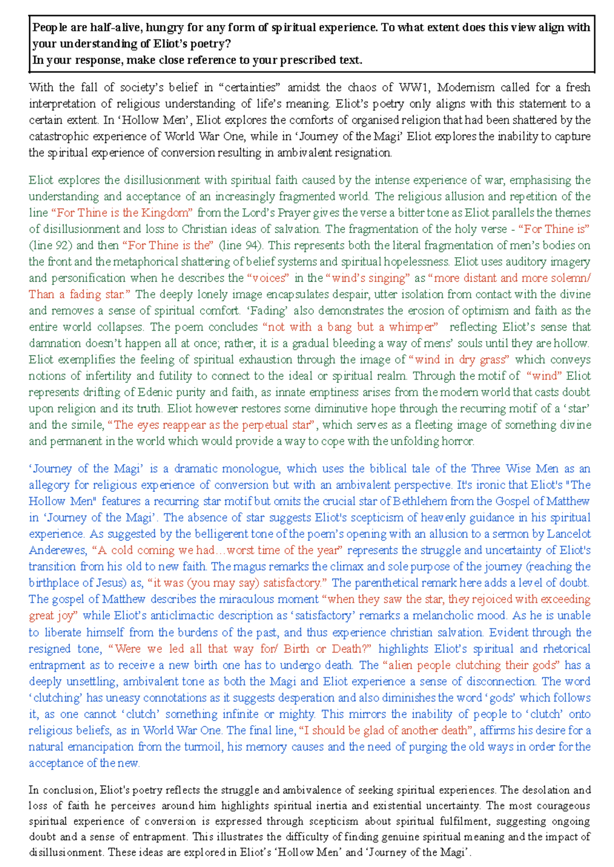 Eliot's "The Hollow Men" & "Journey of the Magi": Spiritual Ambivalence ...
