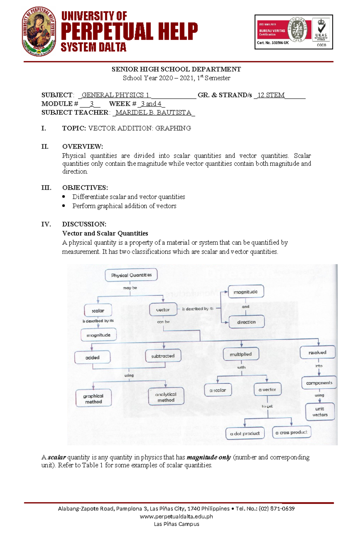 General Physics 1 (12 STEM) - Module 3 & 4: Vector Addition Concepts ...