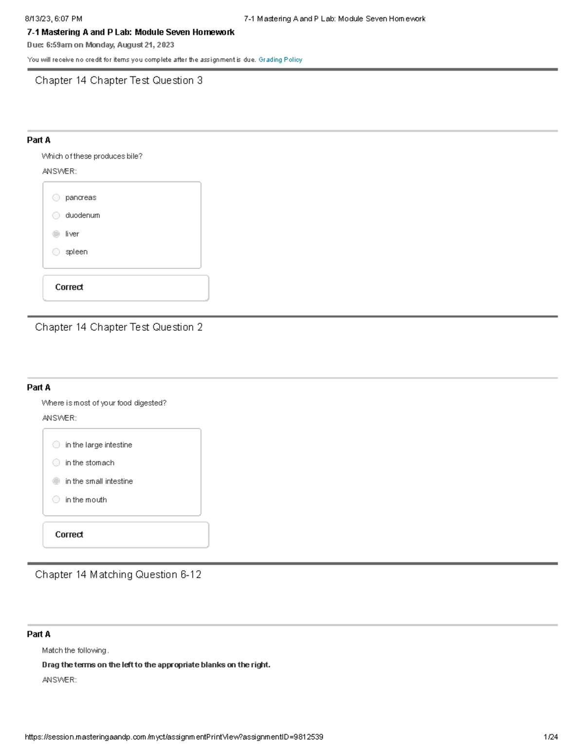 5 1 Mastering A And P Lab Module Five Homework Grading Policy Chapter