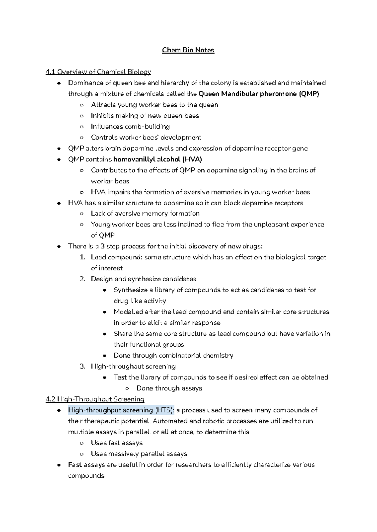 Chem1AA3 chem bio notes - Chem Bio Notes 4 Overview of Chemical Biology ...