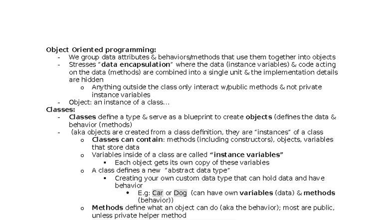 CSE131 Mod7 - Object Oriented Programming Overview and Key Concepts ...