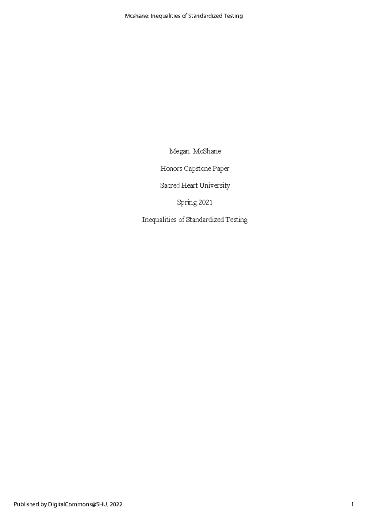 Inequalities of Standardized Testing - Megan McShane Honors Capstone ...