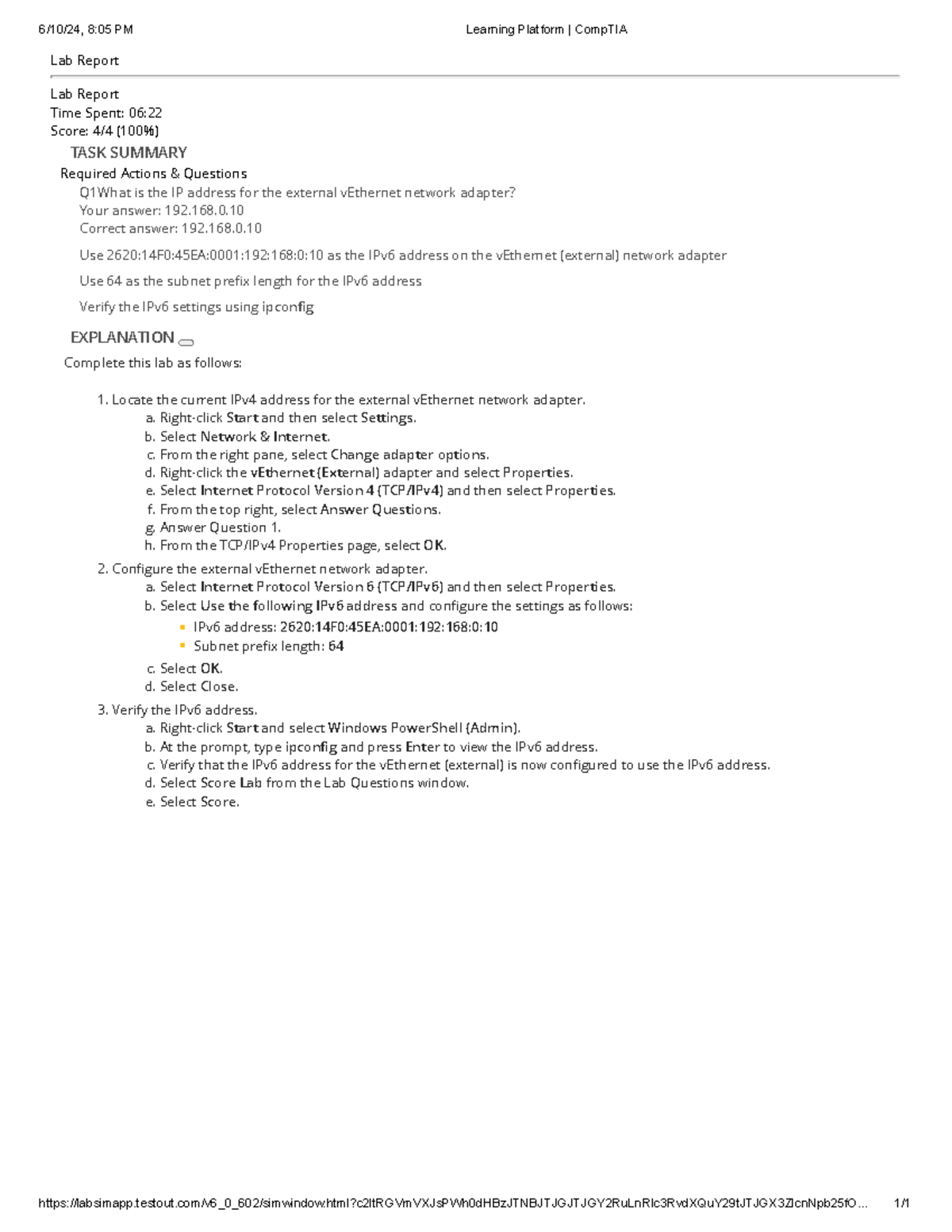 7.4.8 - Lab Report on Configuring IPv6 Address in Simulation - Studocu