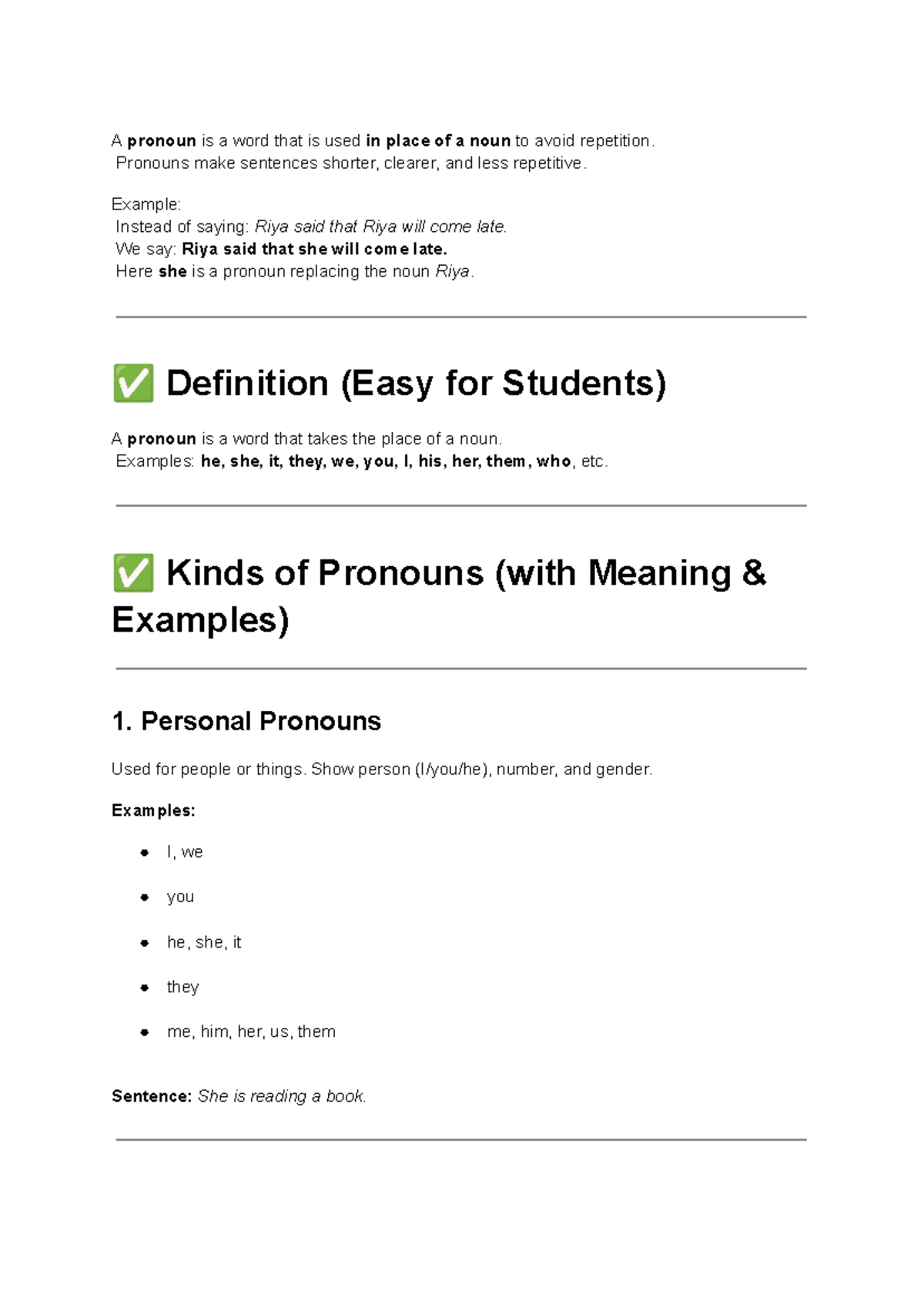 Understanding Pronouns: A Simple Guide for Students - Studocu