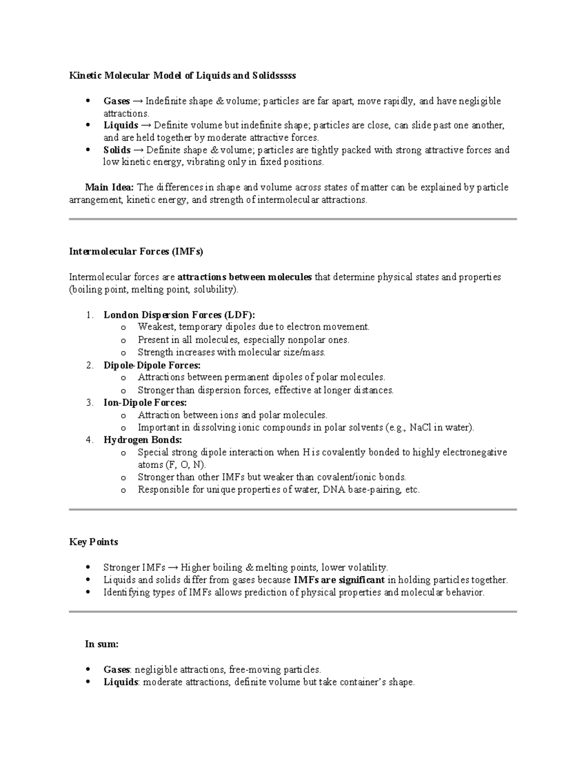 Kinetic Molecular Theory: States of Matter & Intermolecular Forces ...
