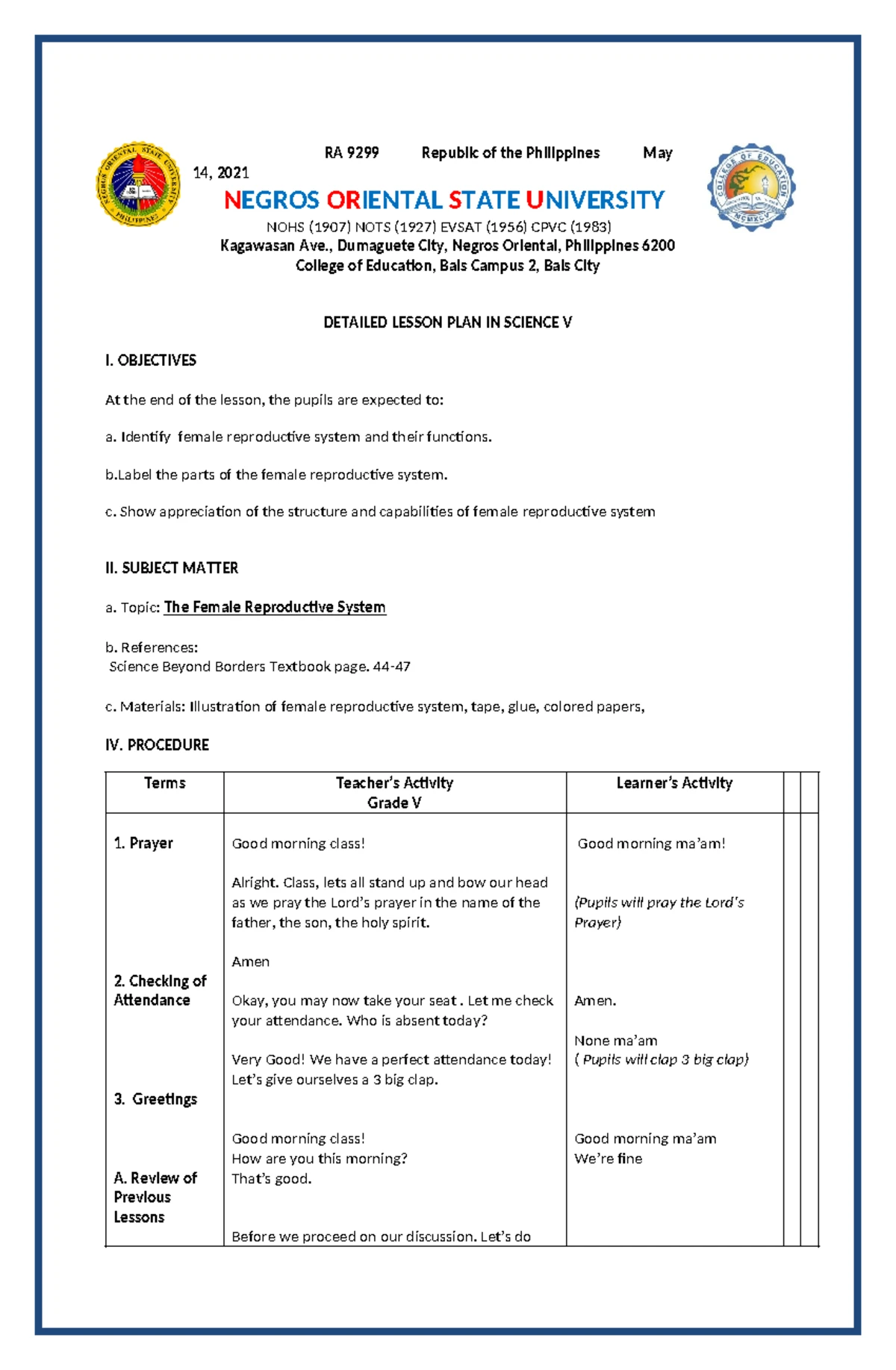 Makabansa 1 Day 2 Villa - Grade 2 Detailed Lesson Plan - Studocu
