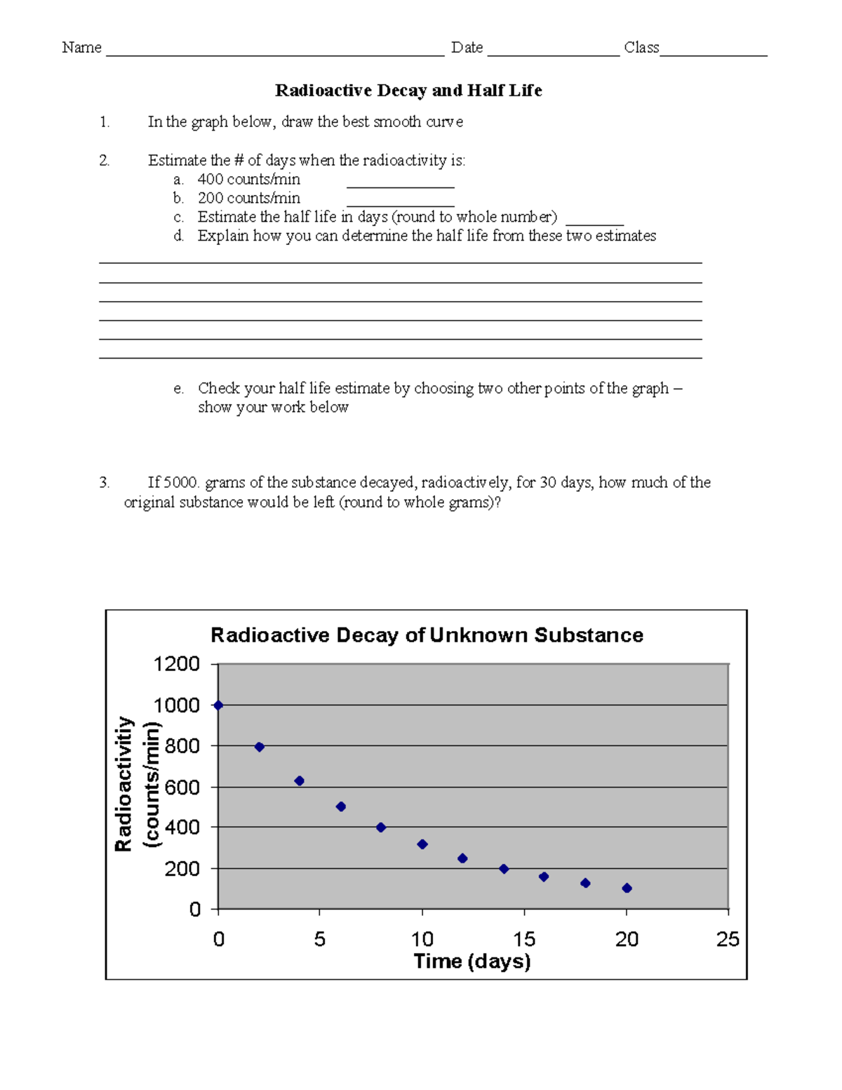 PSc Nuclear Chem Unitradioactive decay and half life - Radioactive ...