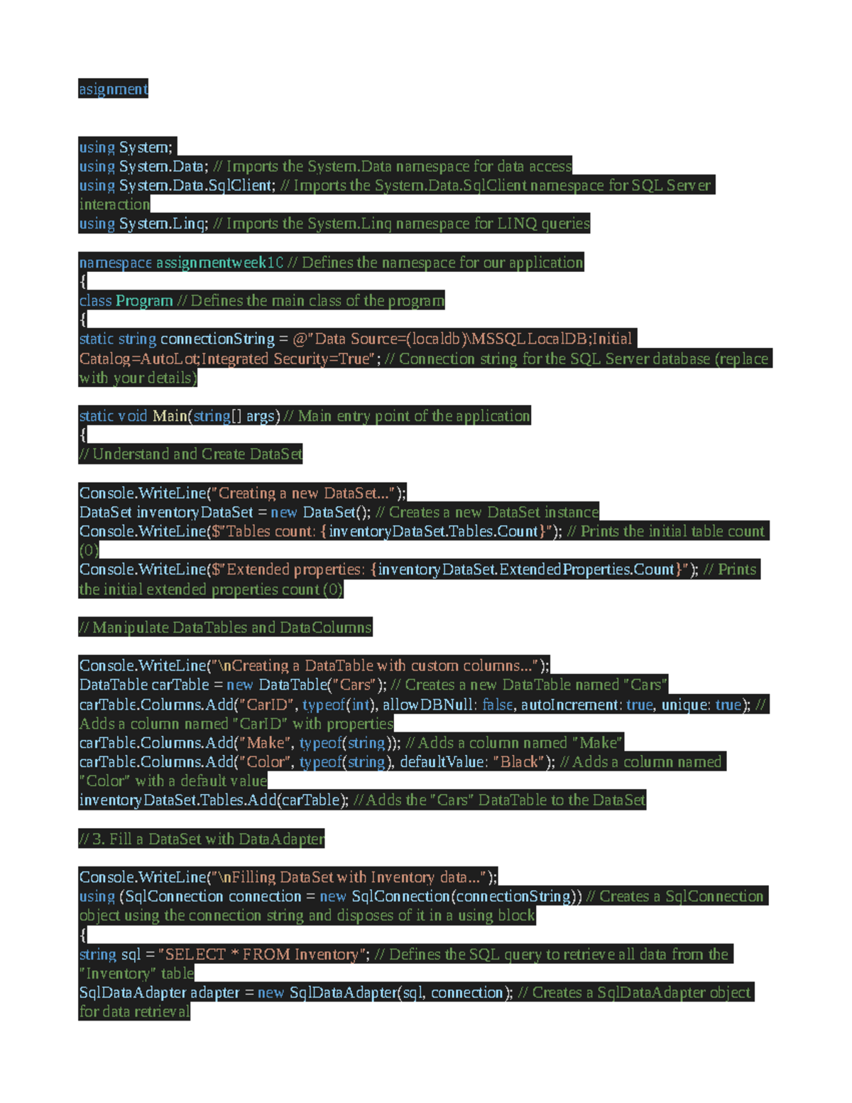 Week9 assignment - home work - asignment using System; using System ...