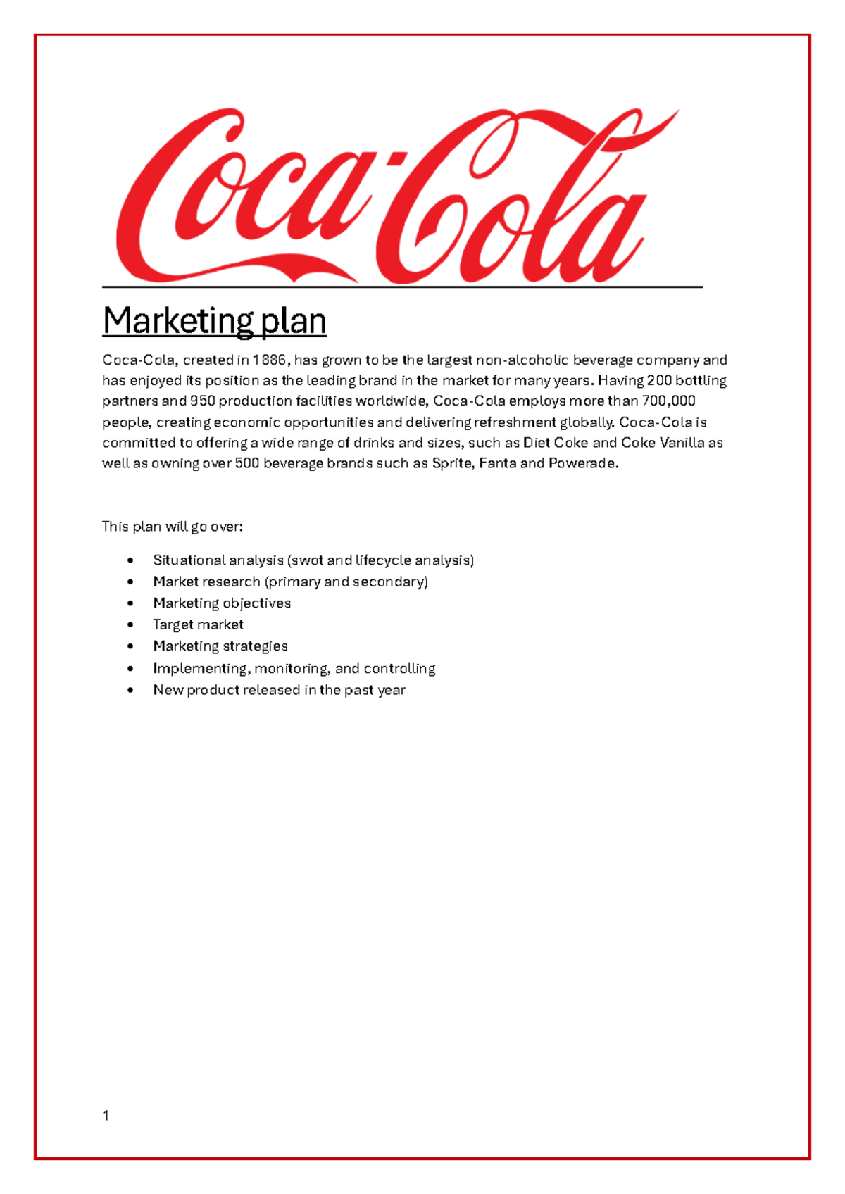 Coca-Cola Business Assignment 2025: Marketing Strategies & Analysis ...