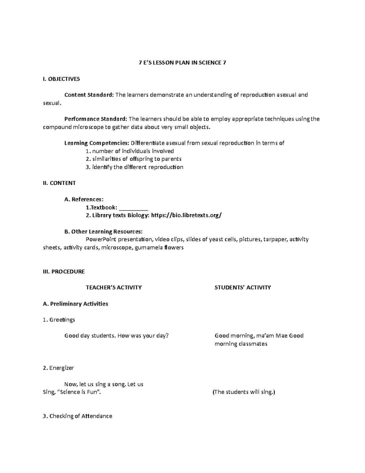 Zubiaga Daylen MAE 7E's Lesson plan - 7 E’S LESSON PLAN IN SCIENCE 7 I ...