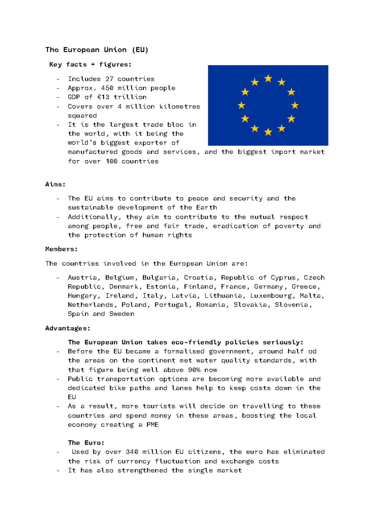 EU Case Study: Advantages, Disadvantages, and Key Insights - Studocu