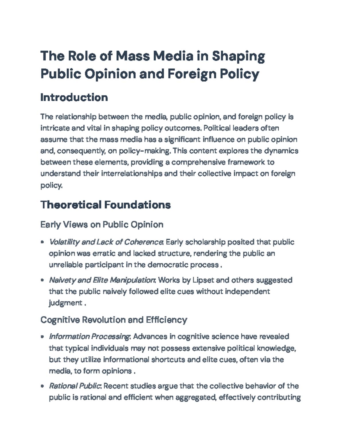 The Influence of Mass Media on Public Opinion & F.P. Dynamics - Studocu
