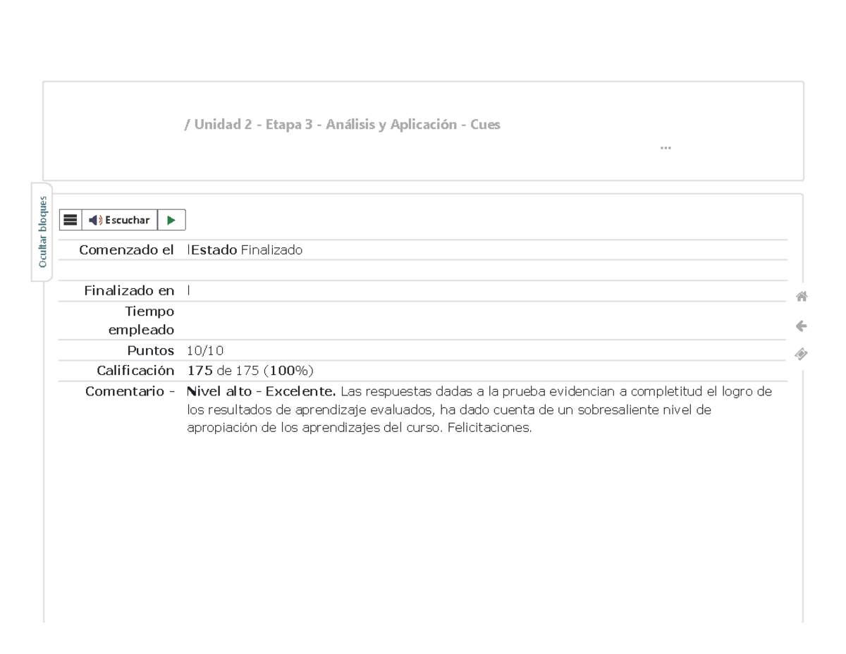 Unidad 2 - Etapa 3 - Análisis y Aplicación-1 - Tiempo empleado Puntos ...