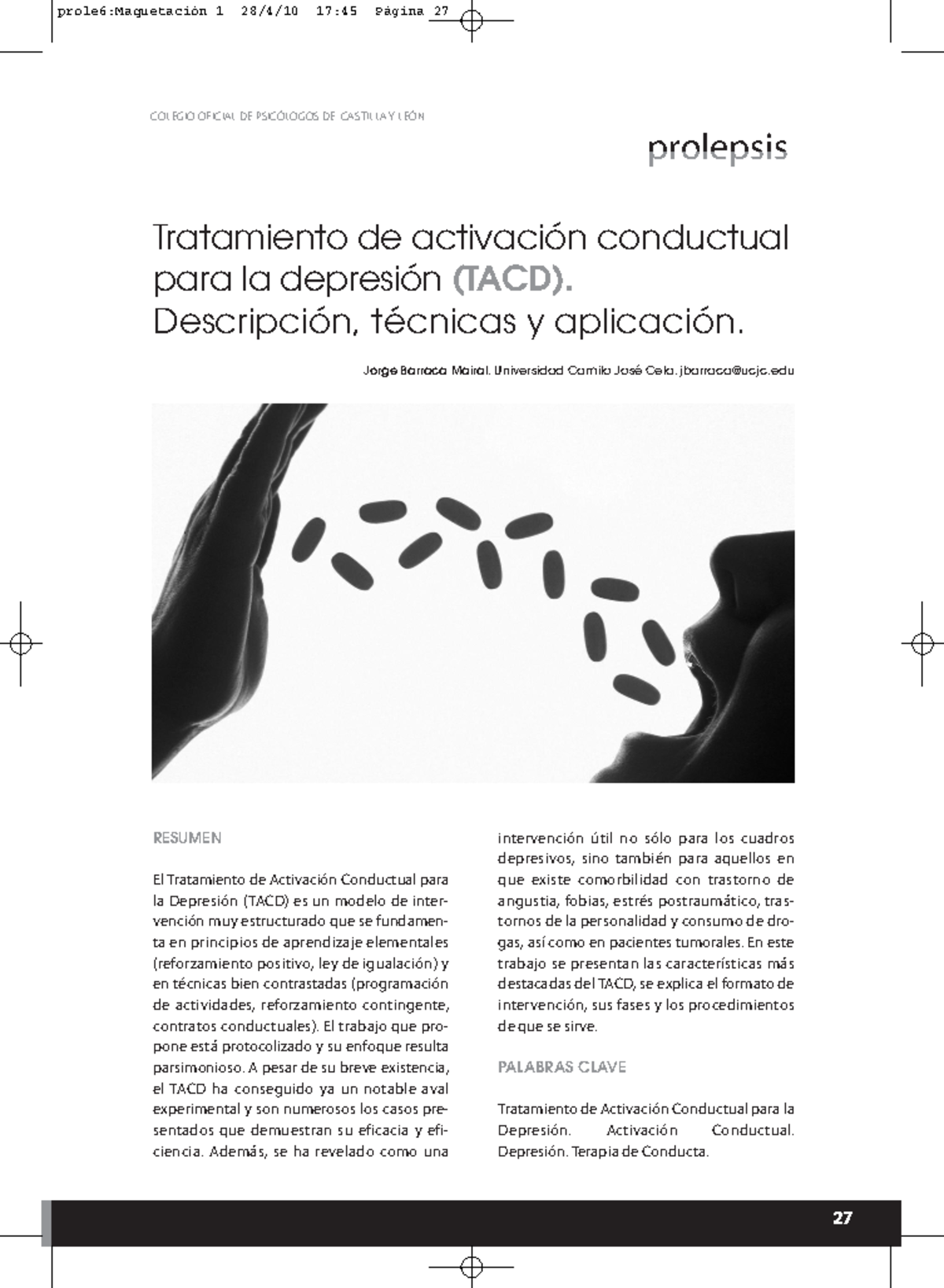 Tratamiento de Activación Conductual para la Depresión (TACD) - Resumen ...