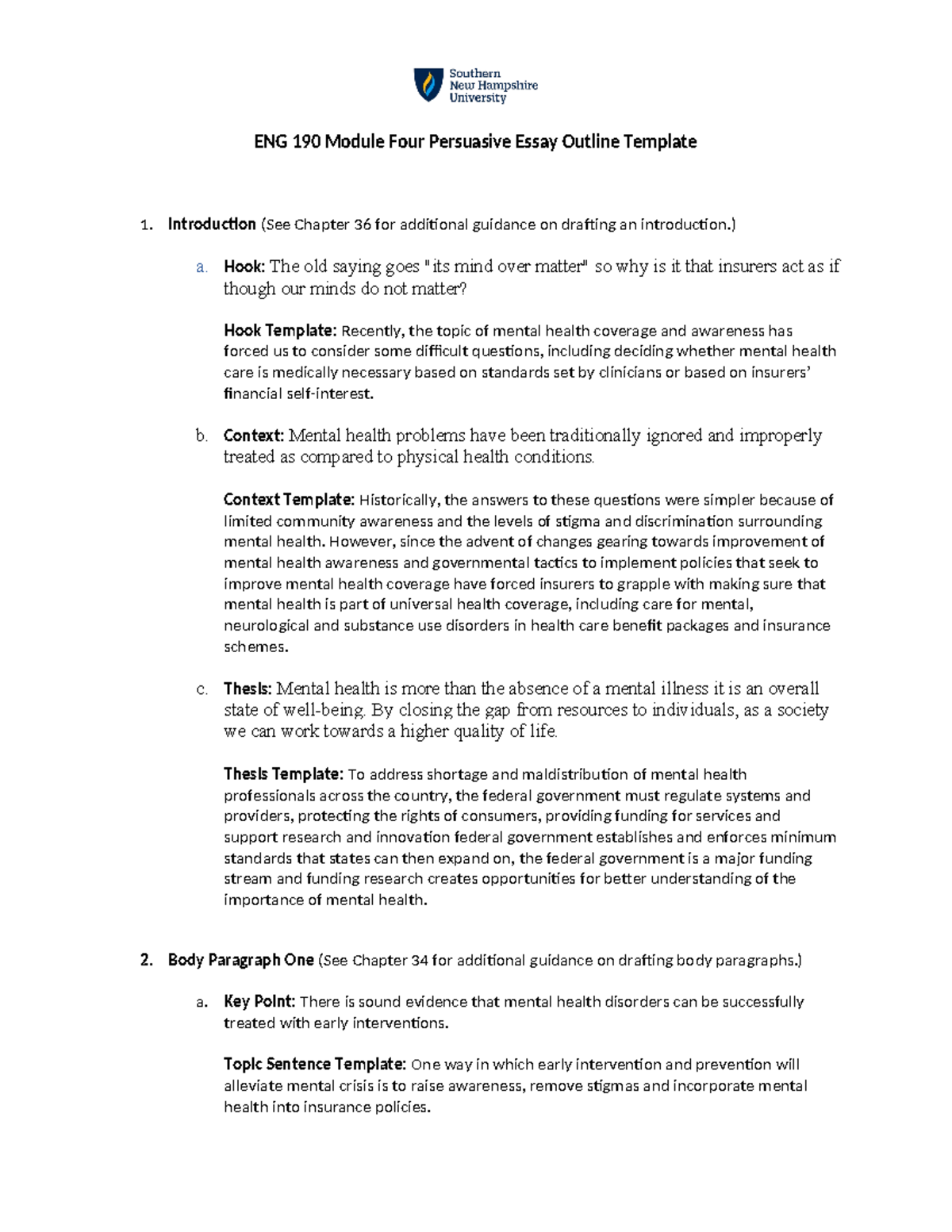 Persuasive Essay Outline Template - Introduction (See Chapter 36 for ...