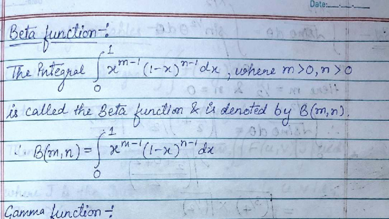 Beta and Gamma Functions: Comprehensive Study Notes (MATH 101) - Studocu