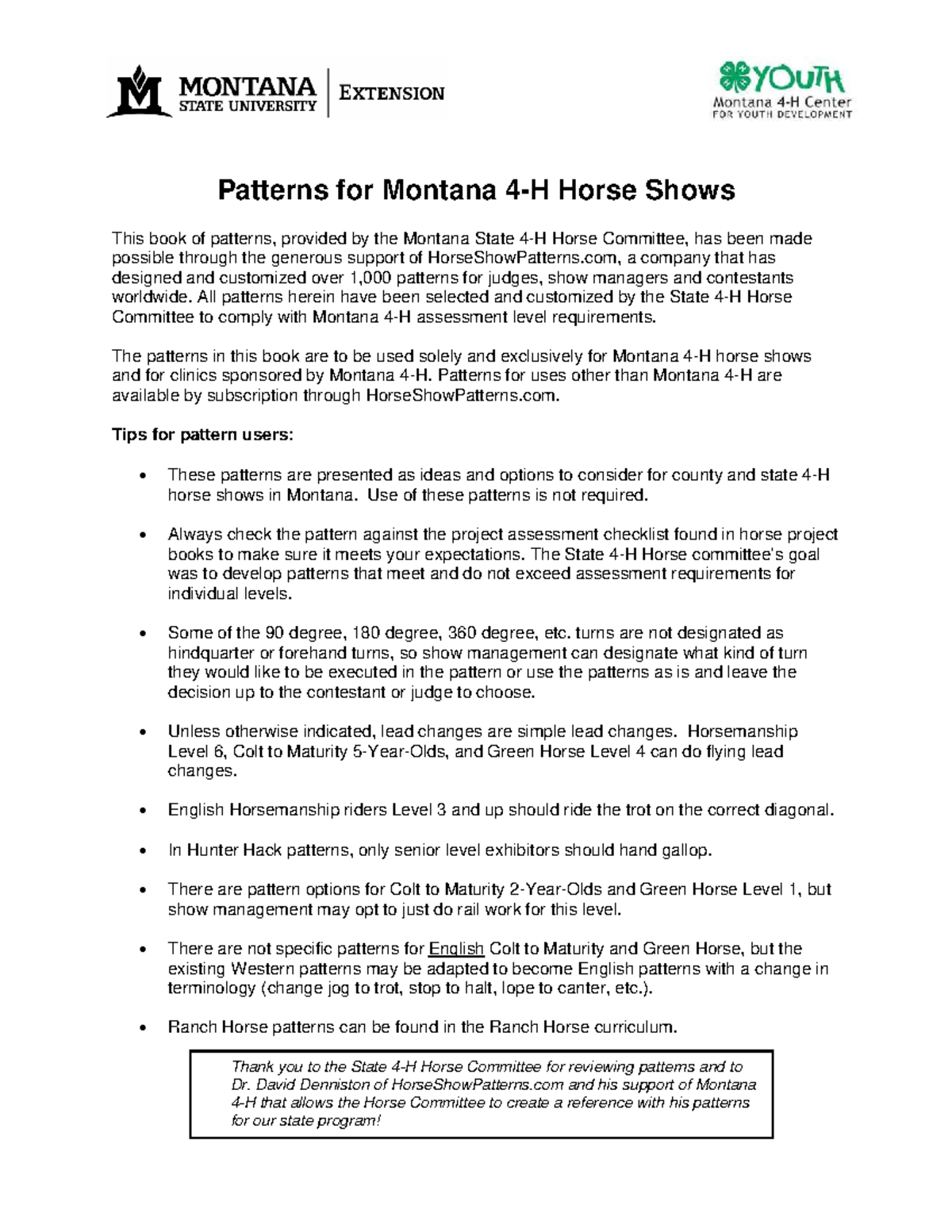Montana State Horse Patterns: Western Horsemanship Guide - Studocu