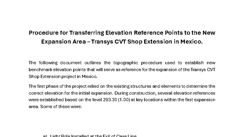 Transys CVT Shop Extension: Elevation Reference Transfer Procedure ...