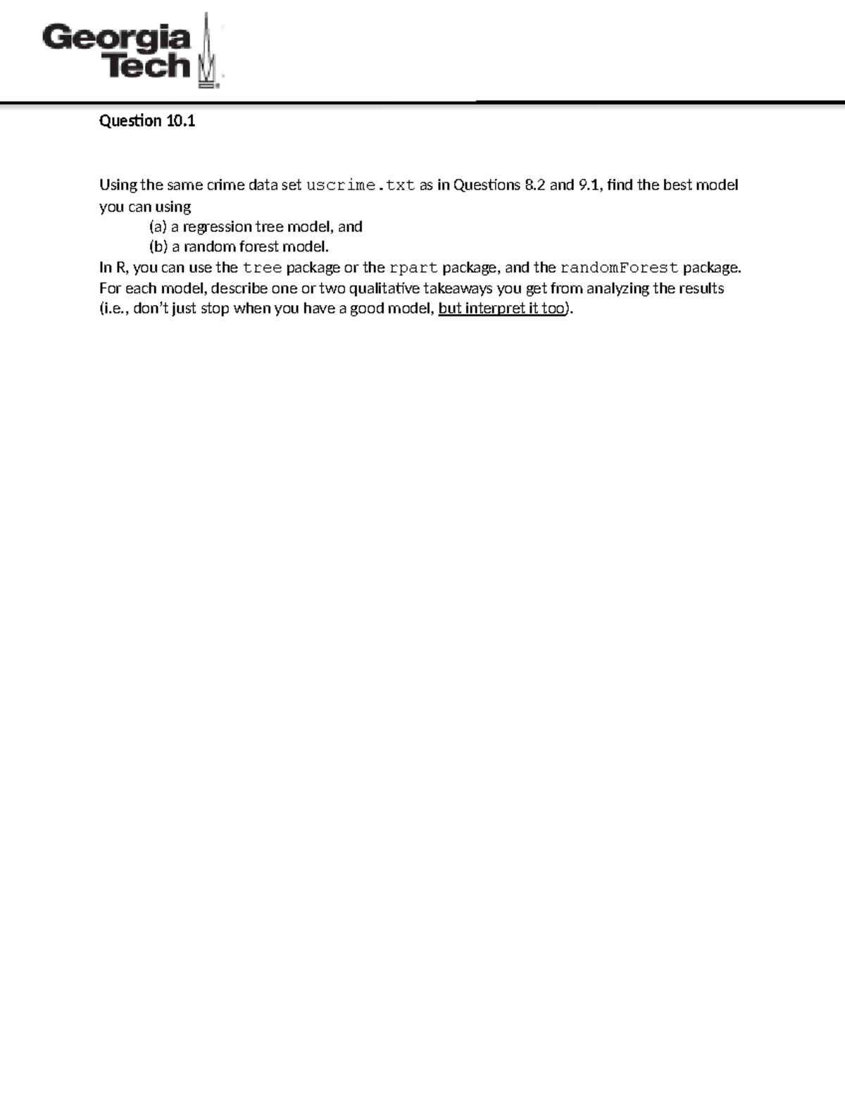 Home Assignment 7: Regression & Logistic Models Analysis (CS 7641) - Studocu