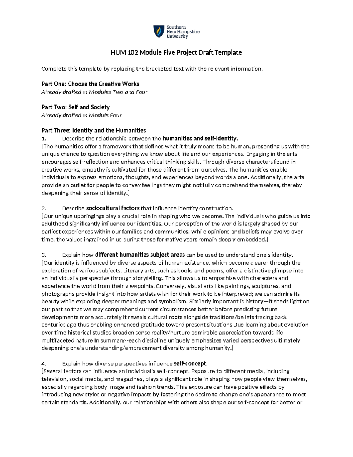 HUM 102 Module 5 Project Draft: Exploring Identity & Humanities - Studocu