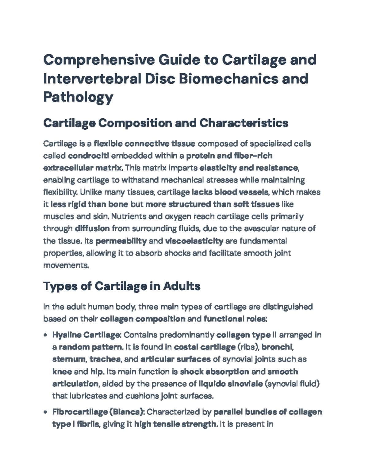 Comprehensive Study of Cartilage & Intervertebral Disc Biomechanics ...