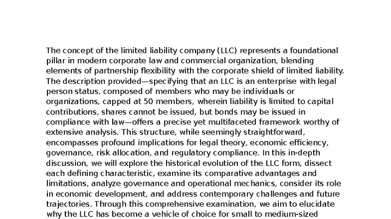 LLC 101: Understanding the Limited Liability Company Structure and ...