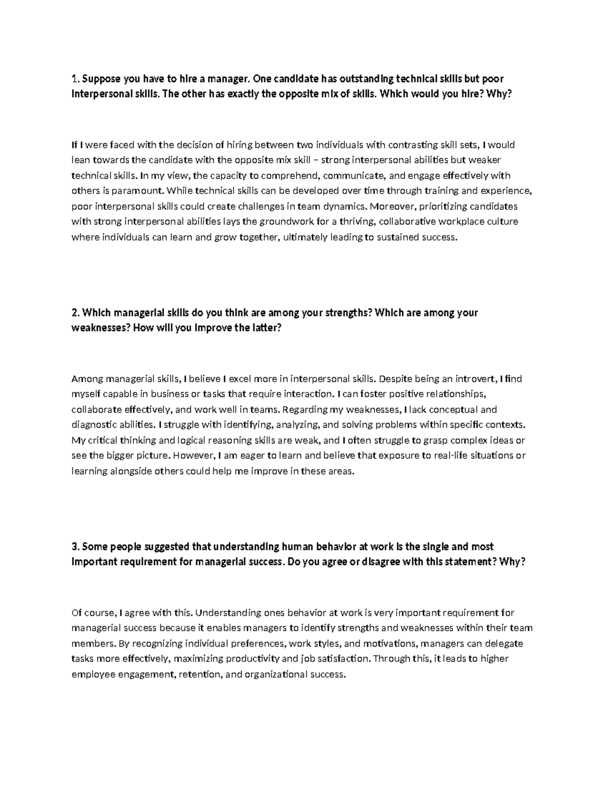 Organizational Behavior Analysis: Managerial Insights & Skills - Studocu